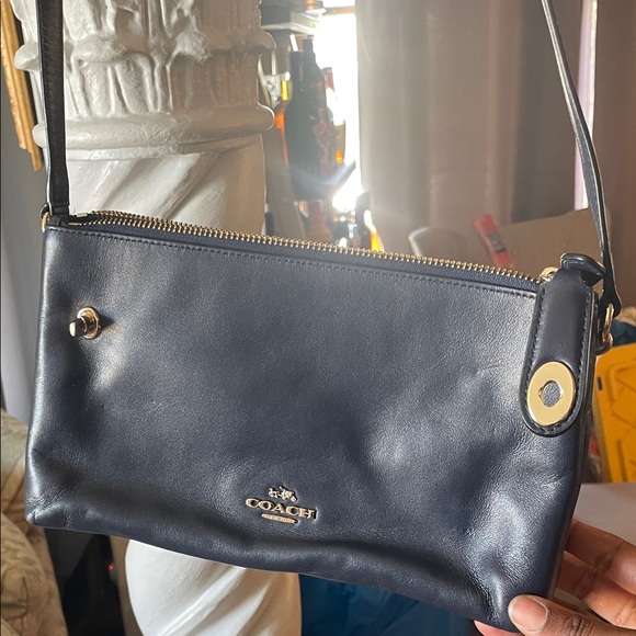 Coach | Bags | Coach Navy Leather Shoulder Bag | Poshmark